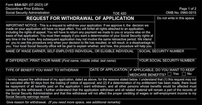 Understanding SSA Form 521: Your Guide to Social Security Benefit ...